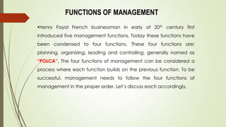 Management and Functions of Management in business and management. | PPT