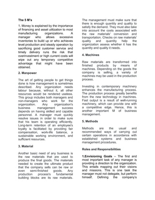 5Ms of Business Management Money Manpower | PDF