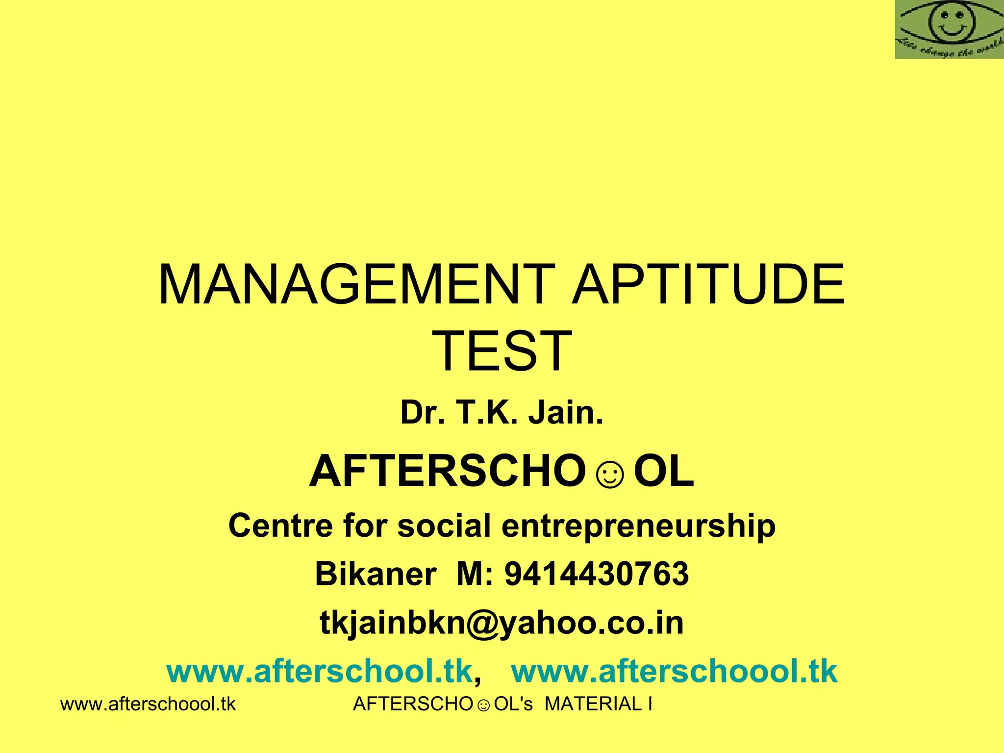 Management Aptitude Test 8 Nov Ii | PPS | Chemistry | Science