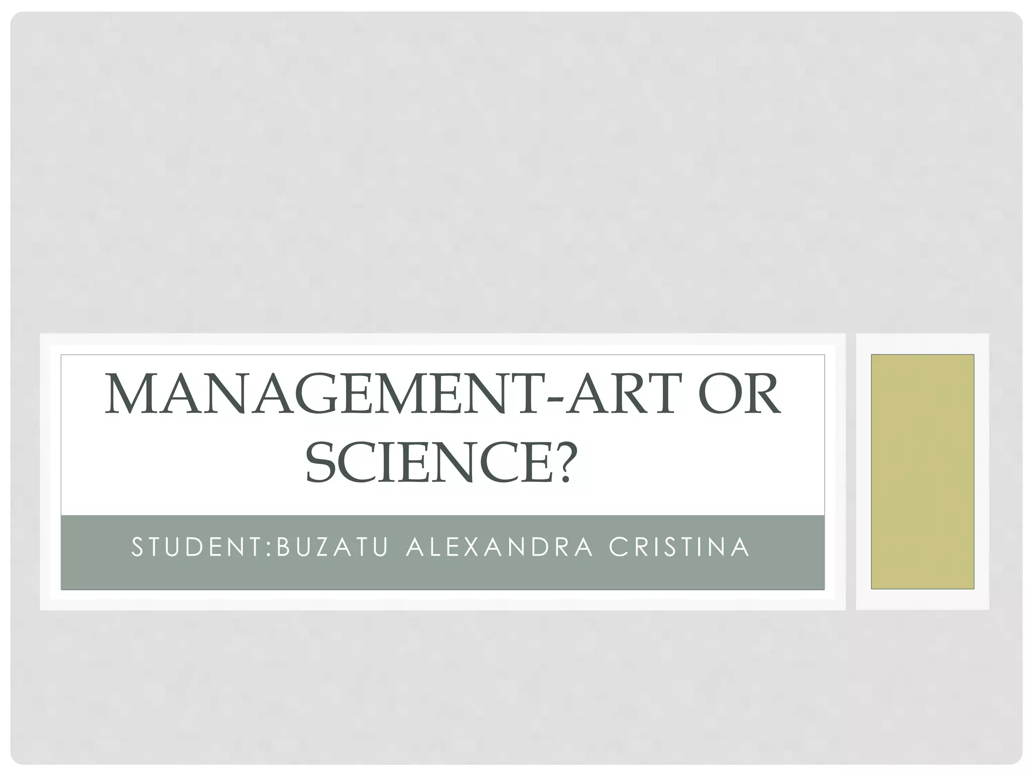 Management art or science | PPT