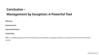 Management by Exception- Advantages, Challenges | PPTX