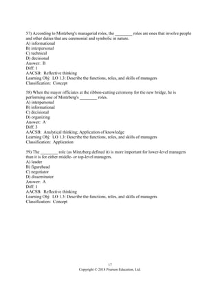 Management Global 14th Edition Robbins Test Bank | PDF