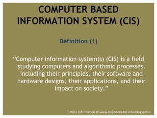 Management information-system-computer-information-system-need of ...