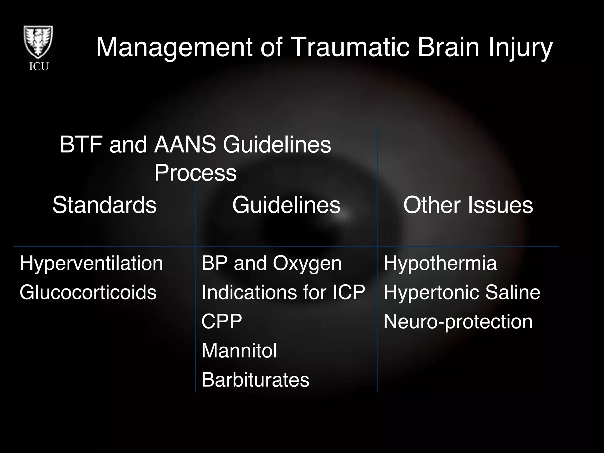 Management Of High I C P And Traumatic Brain Injury | PPT