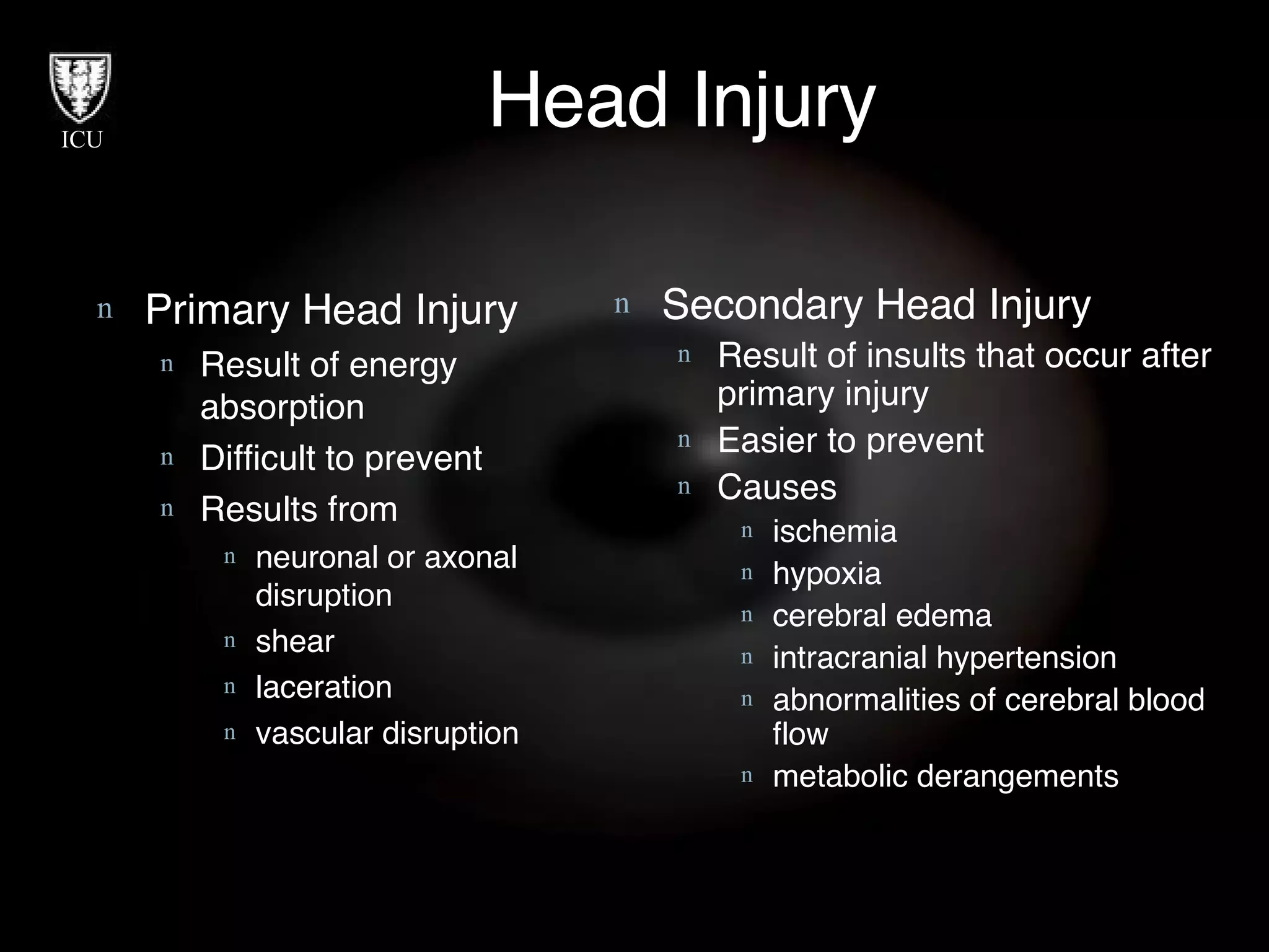 Management Of High I C P And Traumatic Brain Injury | PPT