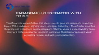 Paragraph Generator with Topic | PPTX