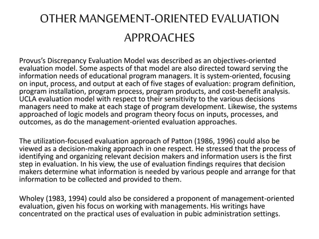 Management oriented evaluation approaches | PPTX