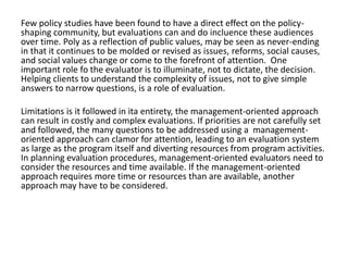 Management oriented evaluation approaches | PPTX