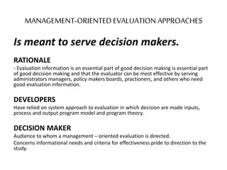 Management oriented evaluation approaches | PPTX