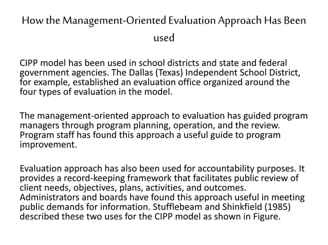 Management Oriented Evaluation Approaches