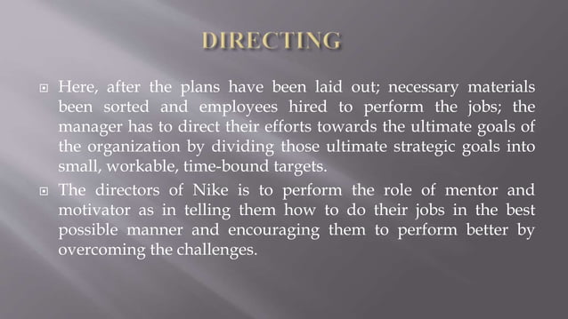 Functions Of Management - Nike | PPTX