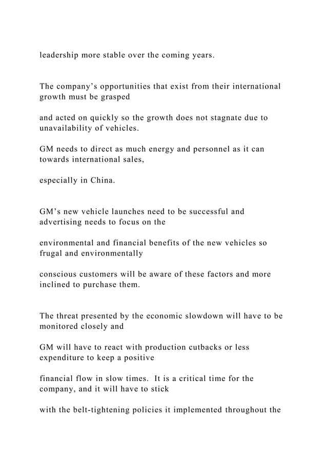 Management 303 SWOT Analysis of General Motors Company .docx