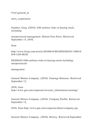 Management 303 SWOT Analysis of General Motors Company .docx