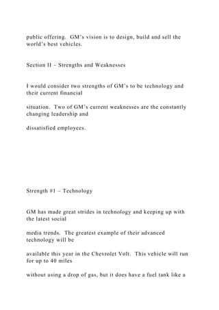 Management 303 SWOT Analysis of General Motors Company .docx