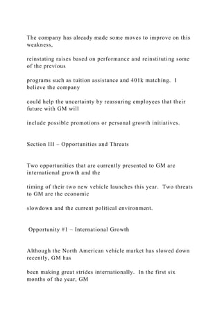 Management 303 SWOT Analysis of General Motors Company .docx