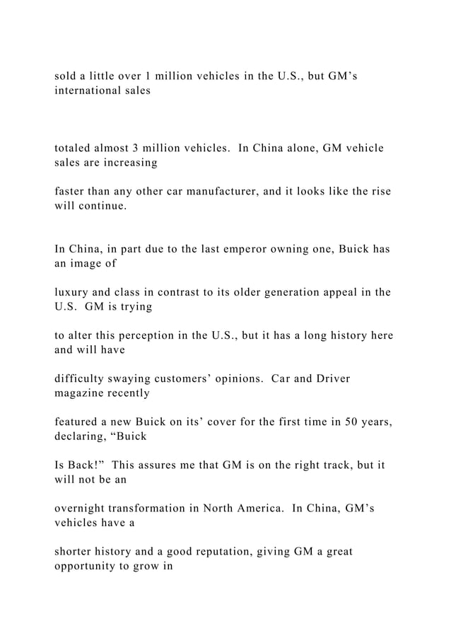 Management 303 SWOT Analysis of General Motors Company .docx