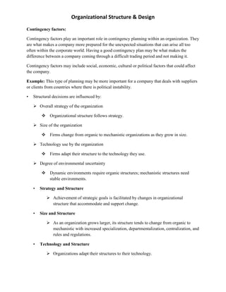 Management 9 chapter Organizational Structure & Design | DOCX