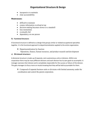 Management 9 chapter Organizational Structure & Design | DOCX