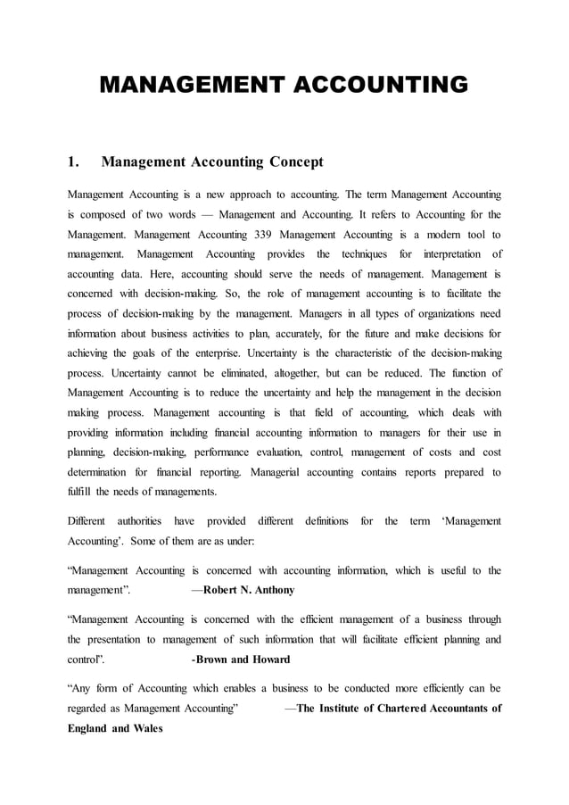 Management accounting | PDF