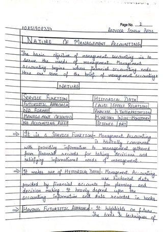 Management Accounting | Bcom sem 5th | Hand written Notes | by Ritish ...