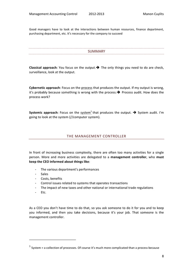 Management accounting control | PDF