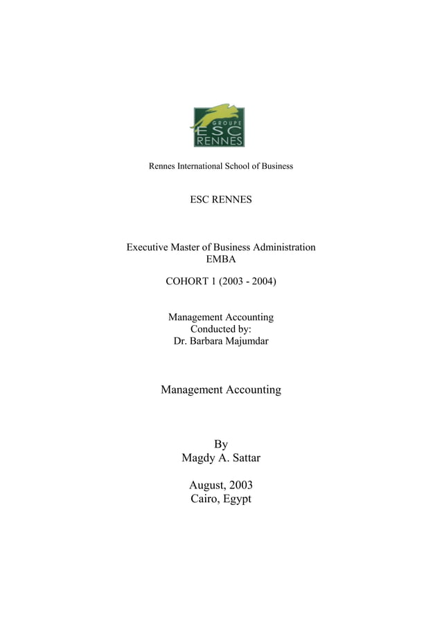 Management accounting report | PDF