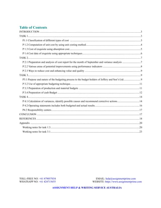 Management Accounting Sample - Assignment Prime Australia | PDF