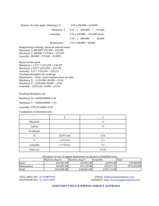 Management Accounting Sample - Assignment Prime Australia | PDF