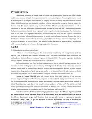 Management Accounting Sample - Assignment Prime Australia | PDF