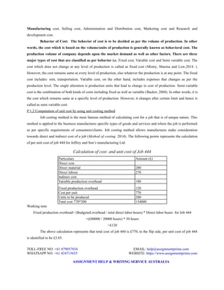 Management Accounting Sample - Assignment Prime Australia | PDF