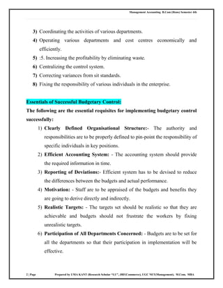 Management Accounting Unit - 2. B.Com(Hons)/B.Com/BBA/MBApdf | PDF