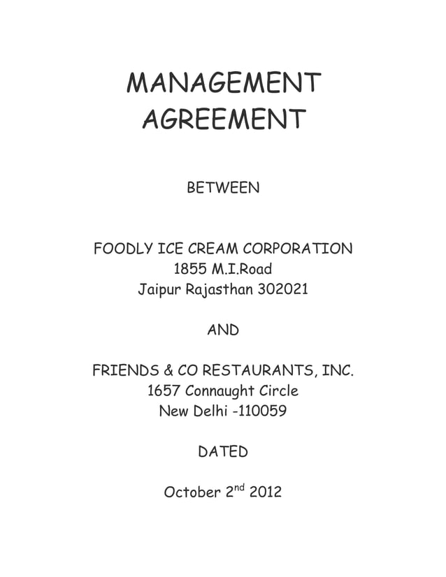 Management agreement sample | PDF