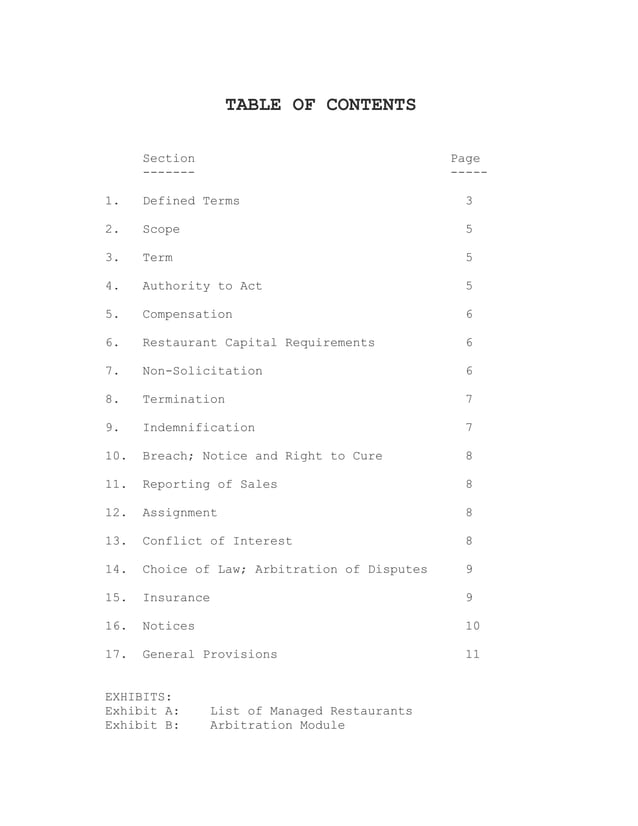 Management agreement sample | PDF