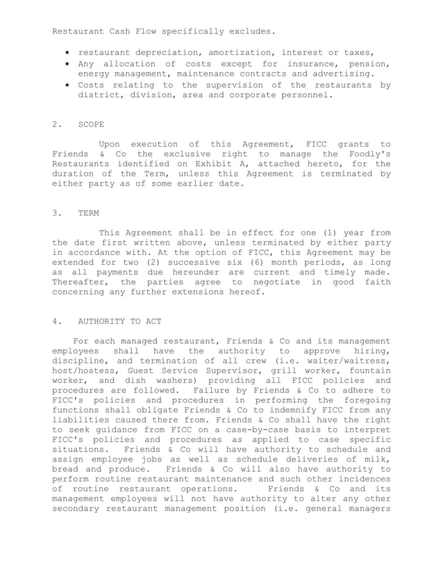 Management agreement sample | PDF