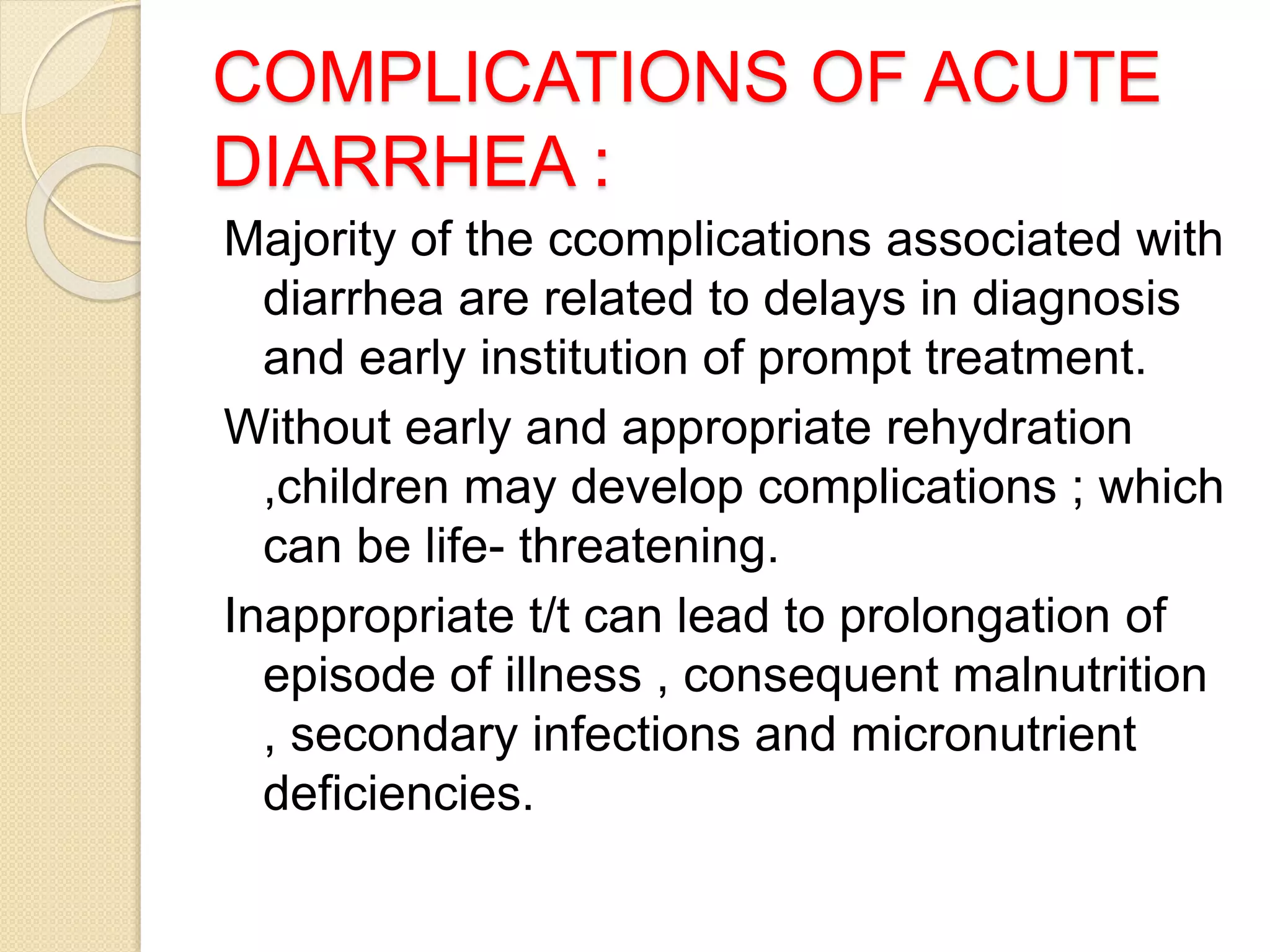 Management and complications of acute diarrhea in children | PPTX
