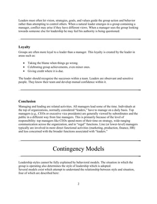 Management and leadership notes | DOC