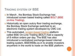 Management and organisation of stock exchange in india | PPTX