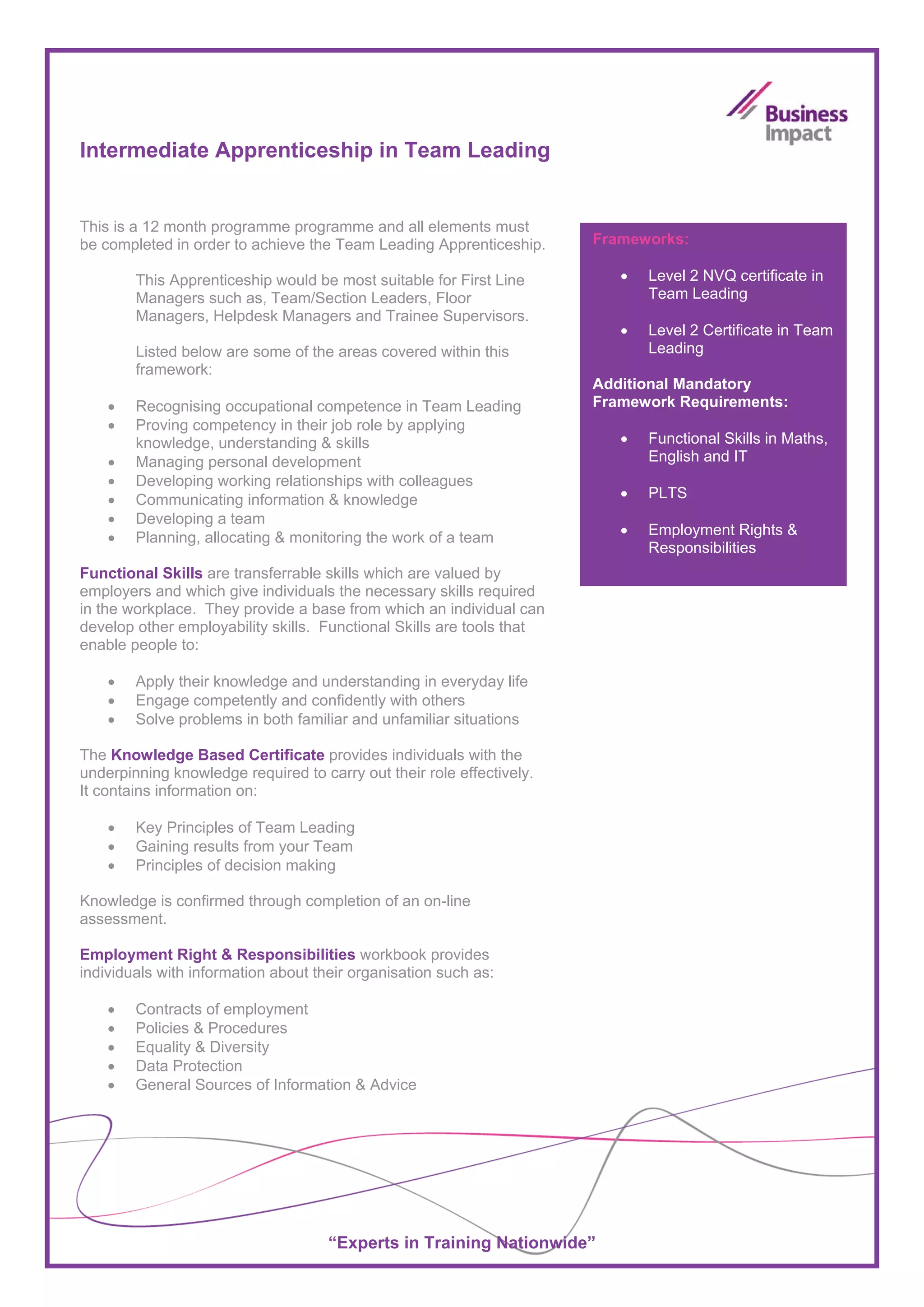 Management Apprenticeship Frameworks | PDF