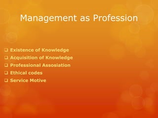 Management as profession | PPTX