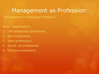 Management as profession | PPTX