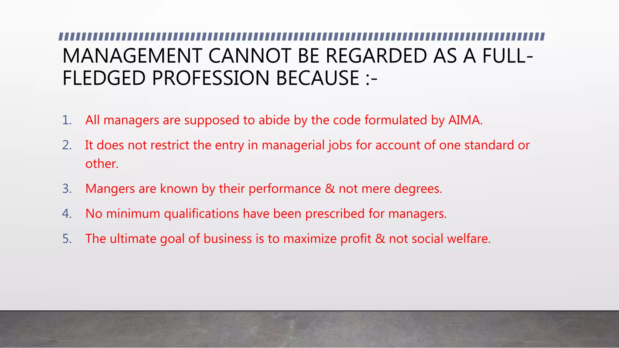 Management as profession | PPTX