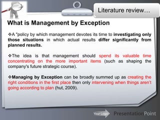 Management by exception in cooperative | PPTX