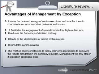 Management by exception in cooperative | PPTX