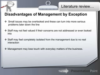 Management by exception in cooperative | PPTX