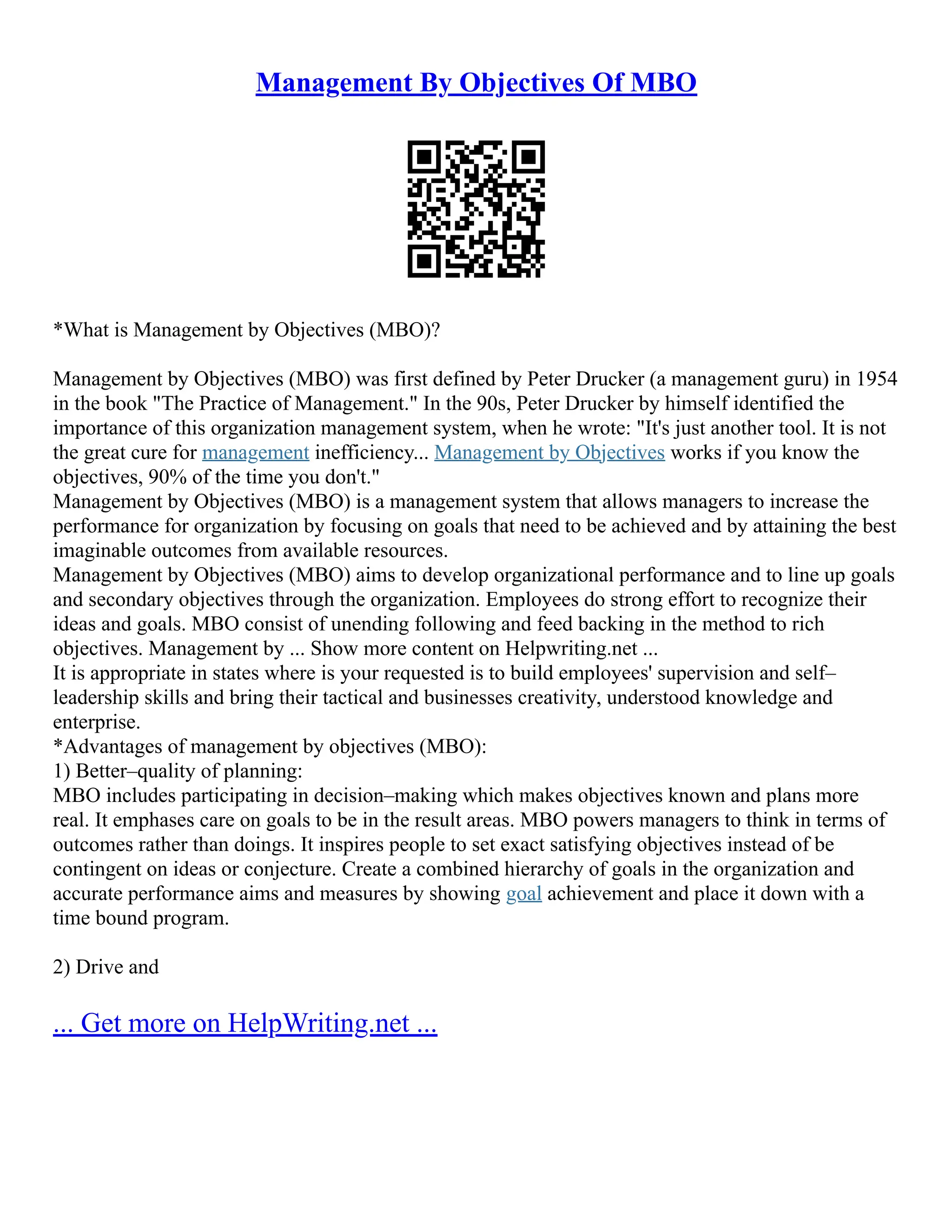 Management By Objectives | PDF