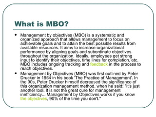 MANAGEMENT BY OBJECTIVES (MBO) | PPT