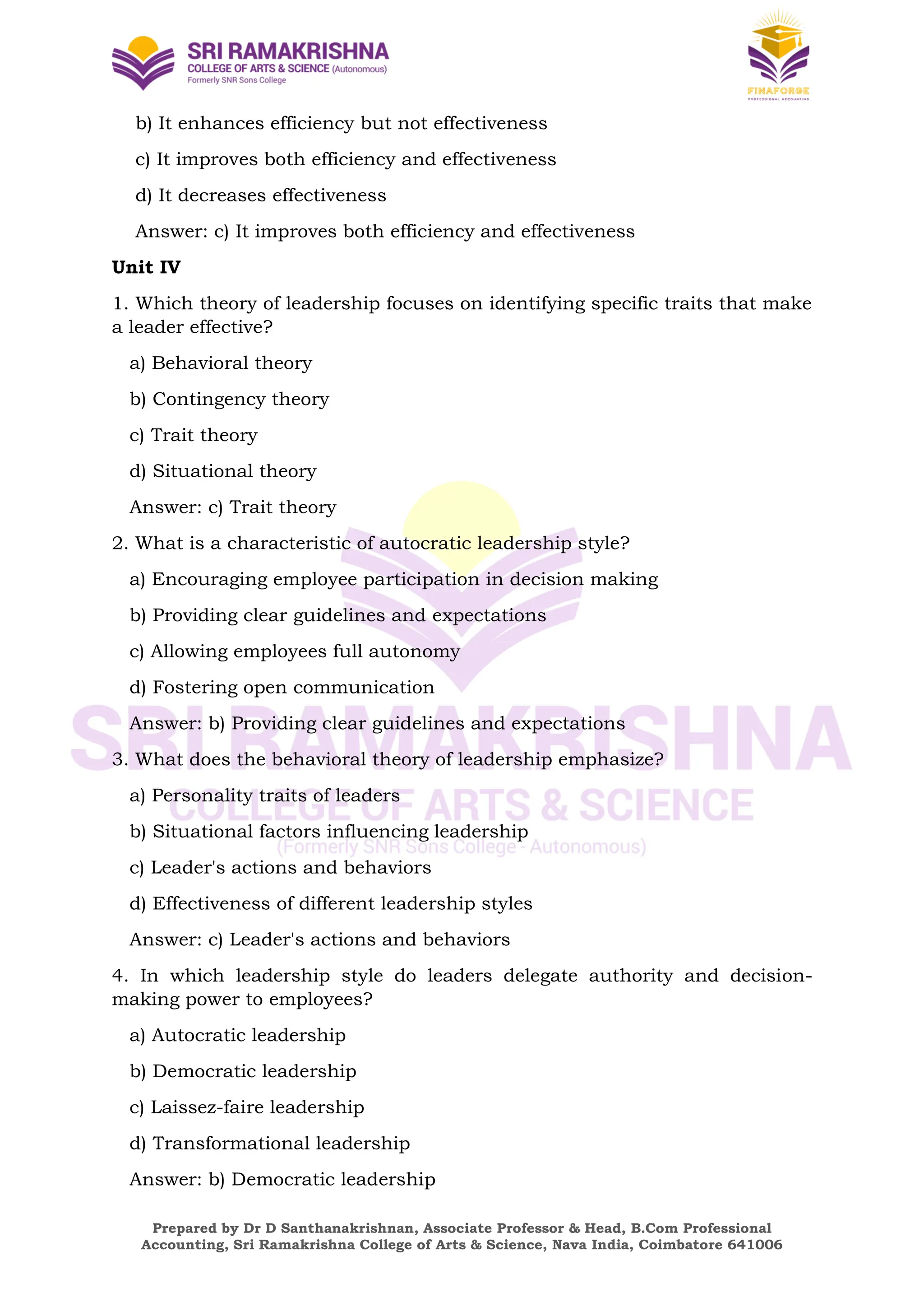 Management Concepts Multiple Choice Questions (MCQ) | PDF