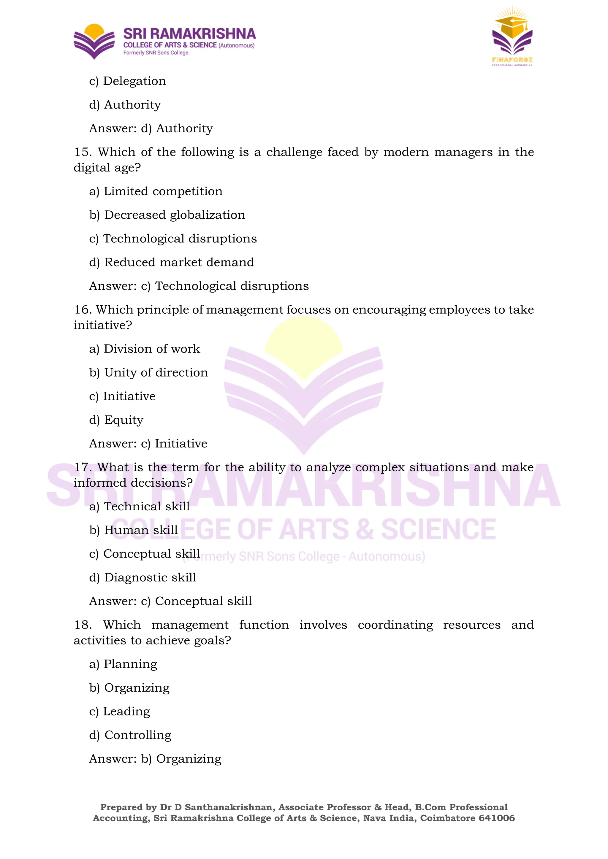 Management Concepts Multiple Choice Questions (MCQ) | PDF