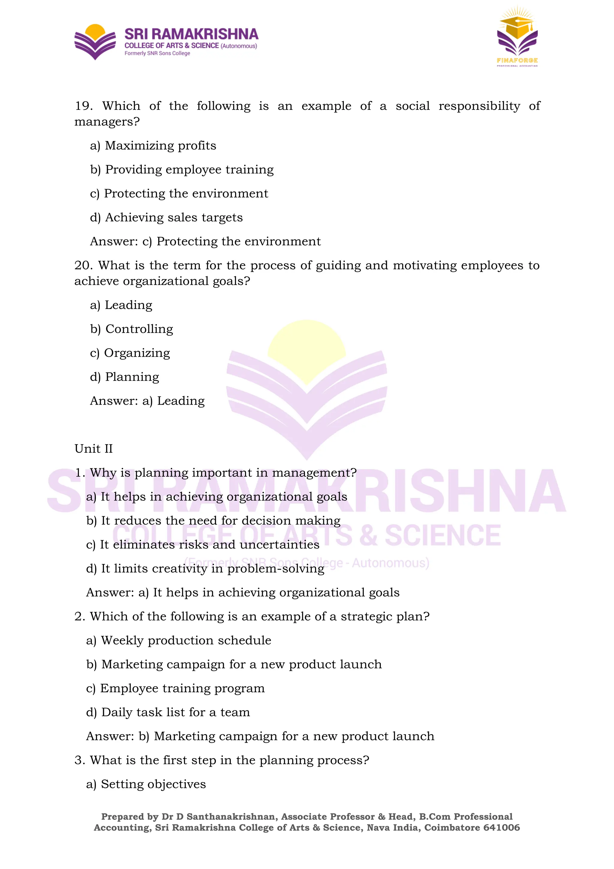 Management Concepts Multiple Choice Questions (MCQ) | PDF