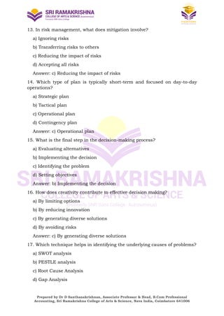 Management Concepts Multiple Choice Questions (MCQ) | PDF